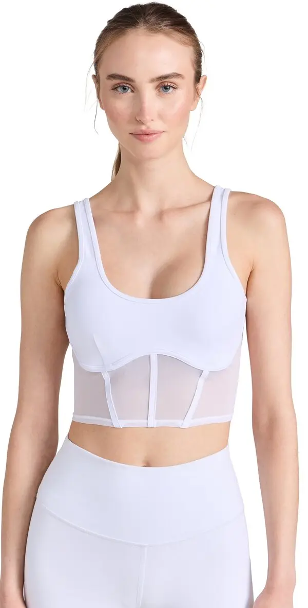 Alo Yoga Airbrush Mesh Corset Tank In White - 70% Off | Editorialist