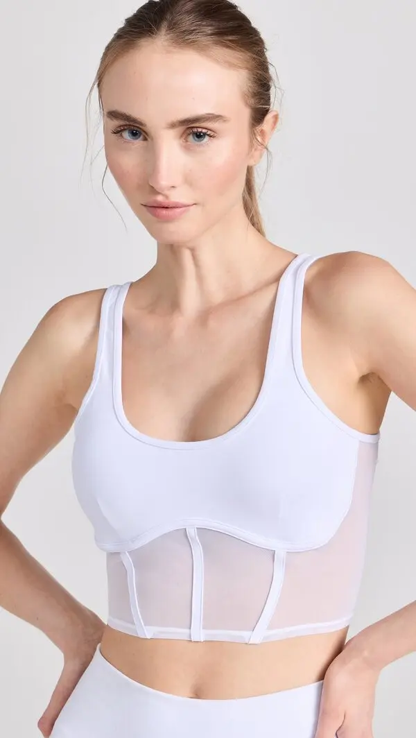 Alo Yoga Airbrush Mesh Corset Tank In White - 70% Off | Editorialist
