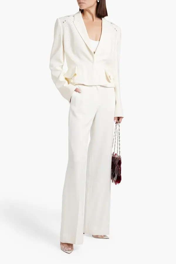 Zuhair Murad Crystal-embellished Pinstriped Peplum Blazer