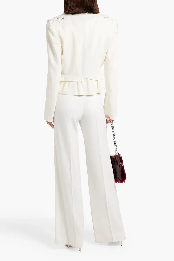 Zuhair Murad Crystal-embellished Pinstriped Peplum Blazer
