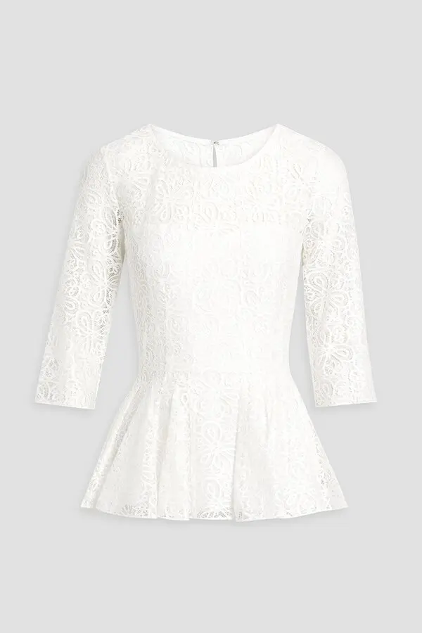 Oscar De La Renta Lace Peplum Top
