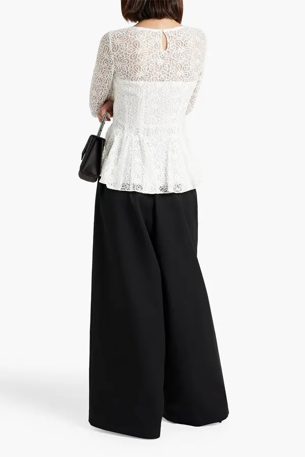 Oscar De La Renta Lace Peplum Top