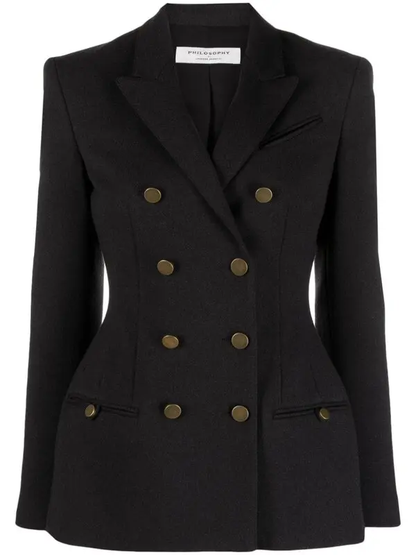 Philosophy Di Lorenzo Serafini Double-breasted Fitted-waistline Blazer - Grey