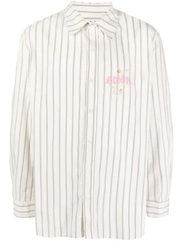 ADISH Logo-embroidered Stripe-pattern Shirt