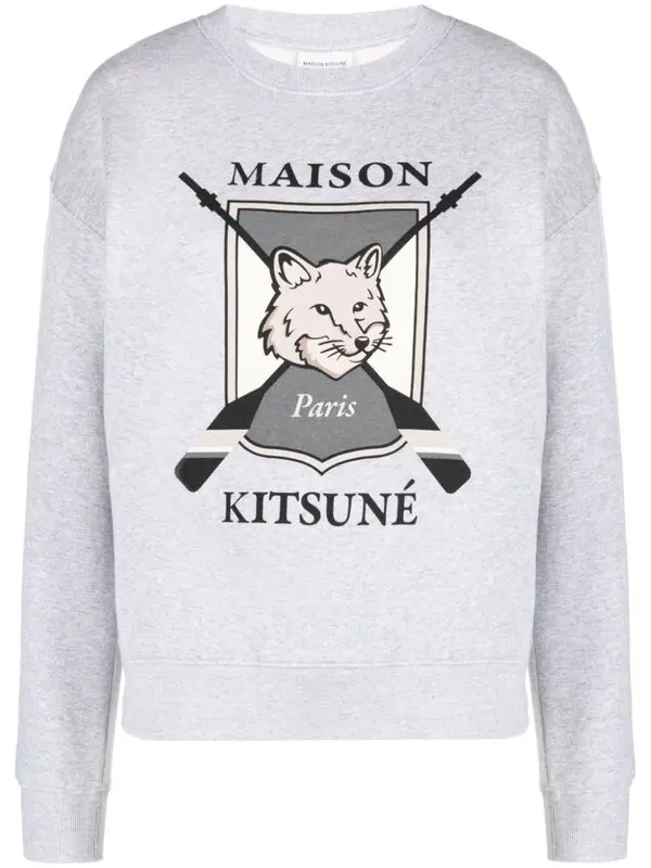 Maison Kitsuné Fox-motif Cotton Sweatshirt - Grey