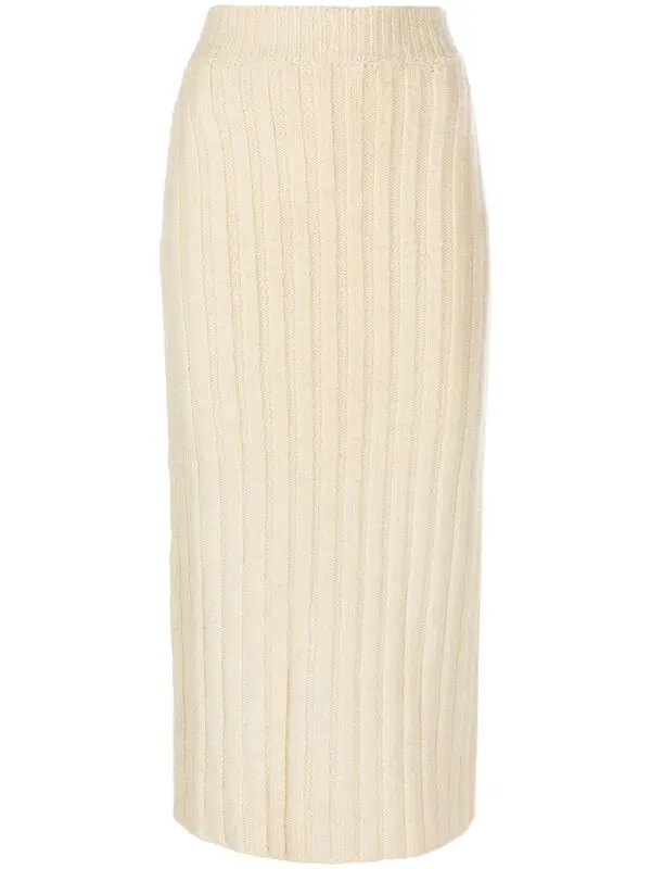 JIL SANDER Ribbed-knit Wool Midi Skirt