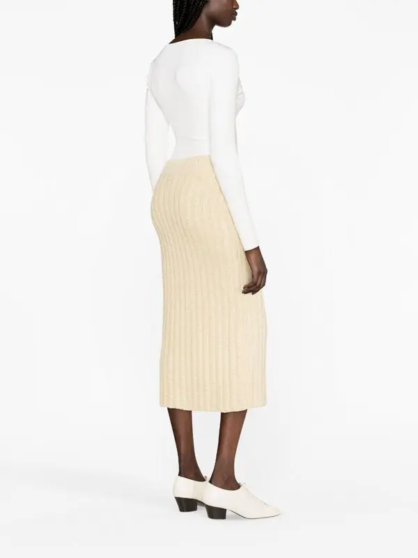 JIL SANDER Ribbed-knit Wool Midi Skirt