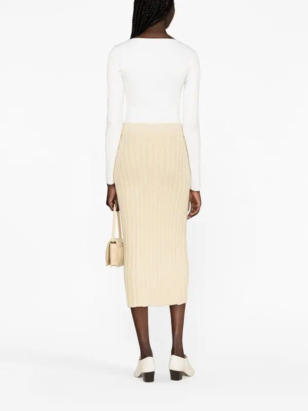 JIL SANDER Ribbed-knit Wool Midi Skirt