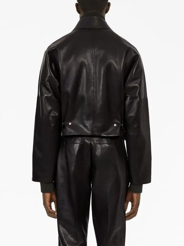 FERRAGAMO Contrasting-panels Zip-up Leather Jacket
