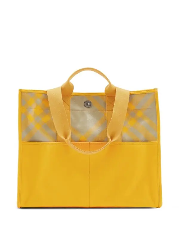 Burberry Plaid-check Cotton Tote Bag - Yellow