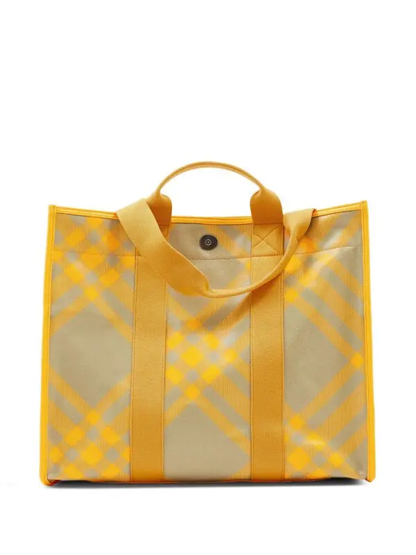 Burberry Plaid-check Cotton Tote Bag