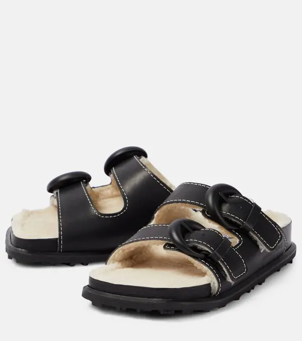 MARINE SERRE Leather Slides