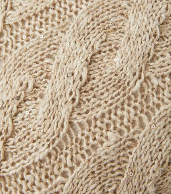 Brunello Cucinelli Cable-knit Linen And Silk Cushion - Beige