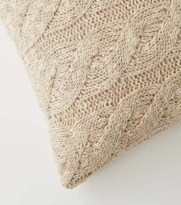 Brunello Cucinelli Cable-knit Linen And Silk Cushion - Beige