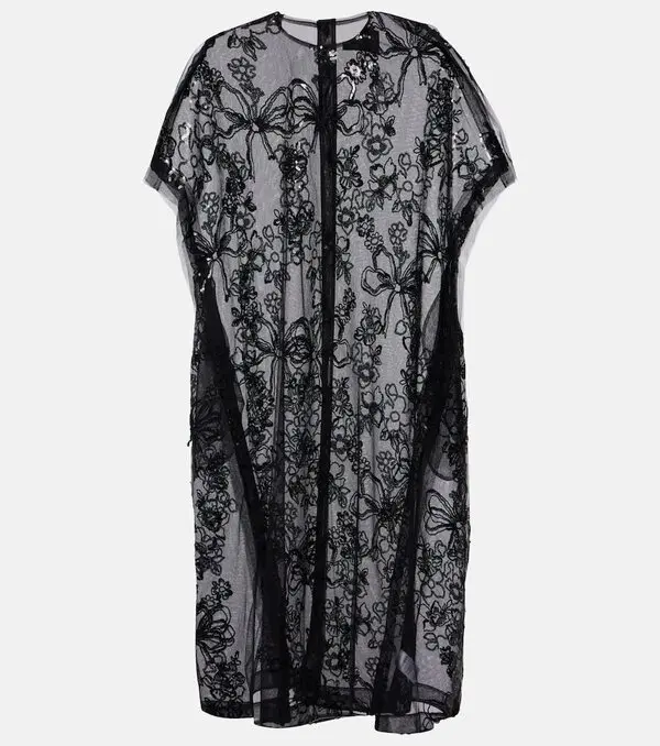 Simone Rocha Embellished Overlay-tulle Midi Dress