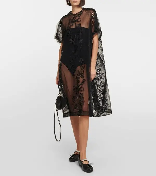 Simone Rocha Embellished Overlay-tulle Midi Dress