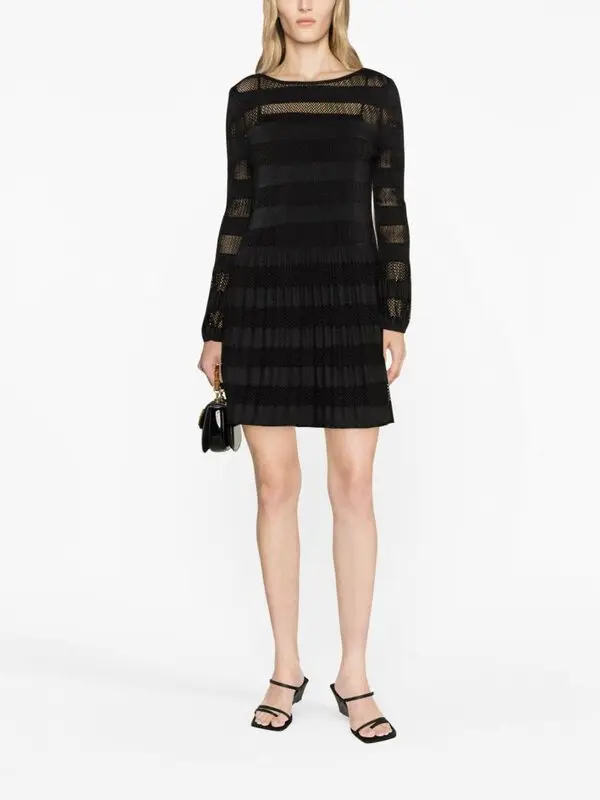 Maje Long-sleeved Open-knit Minidress