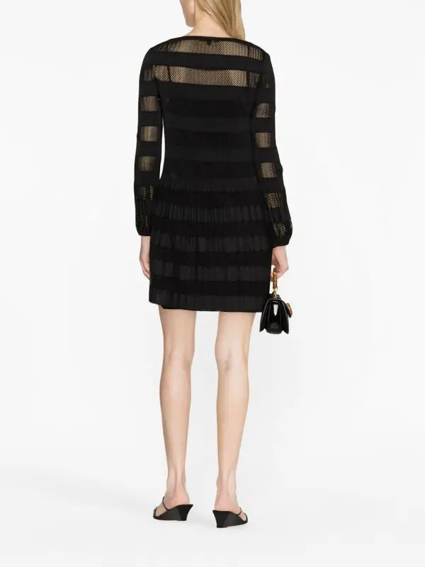 Maje Long-sleeved Open-knit Minidress