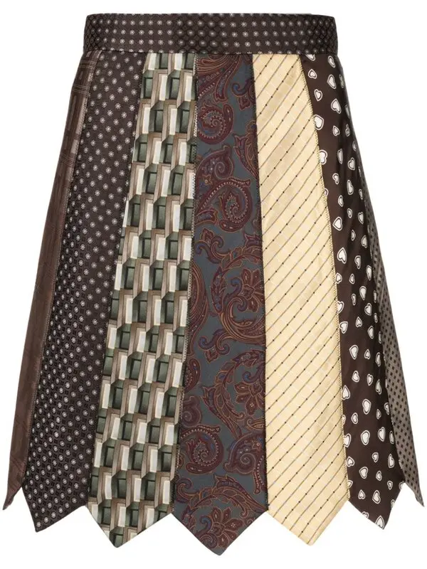 Moschino Tie-patchwork High-waisted Skirt