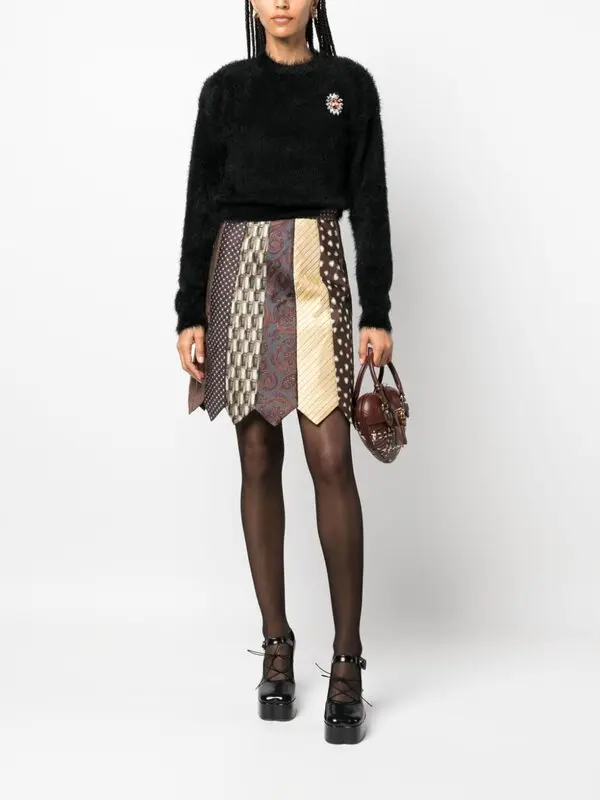 Moschino Tie-patchwork High-waisted Skirt