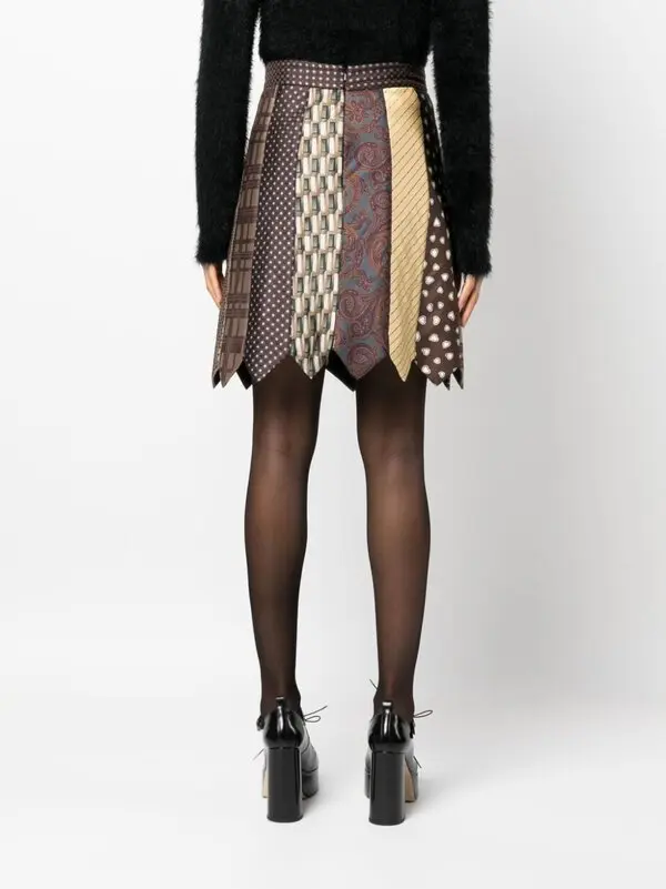 Moschino Tie-patchwork High-waisted Skirt