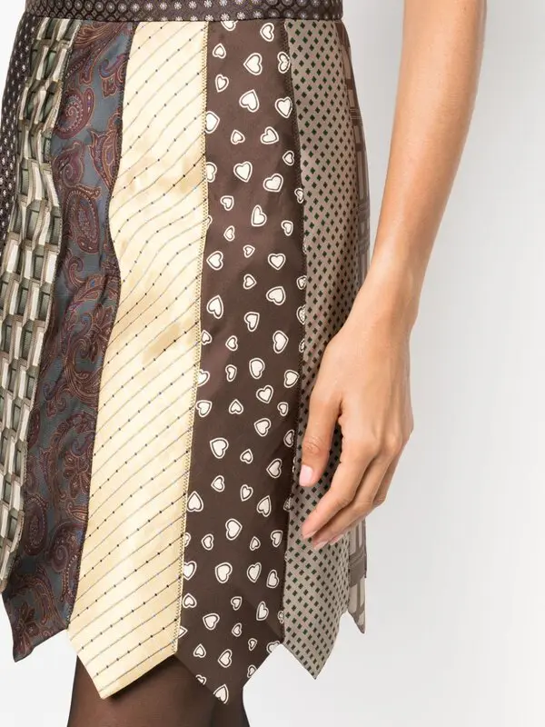 Moschino Tie-patchwork High-waisted Skirt