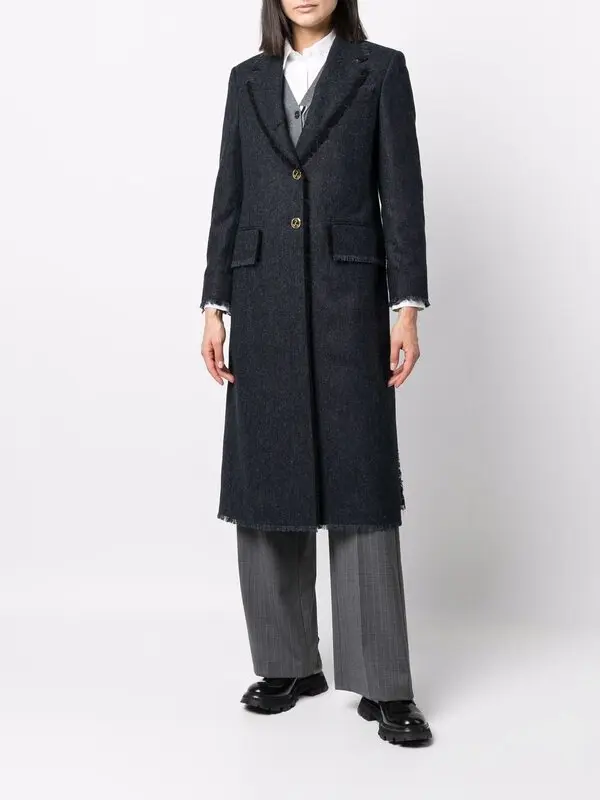Thom Browne Tweed Single-breasted Coat - Blue