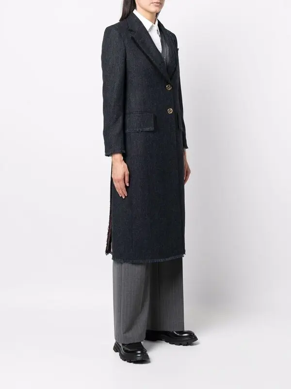 Thom Browne Tweed Single-breasted Coat - Blue