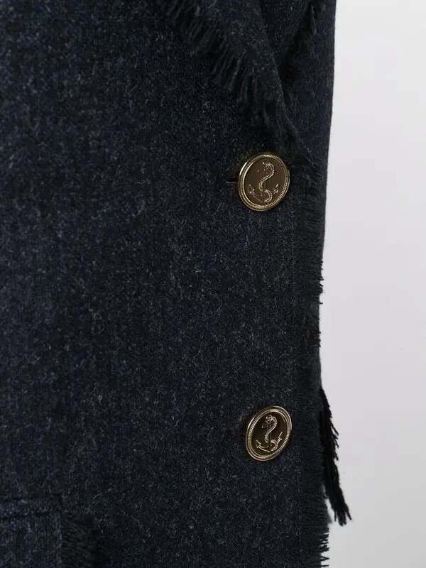 Thom Browne Tweed Single-breasted Coat - Blue
