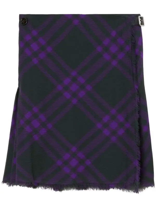 Burberry Check-pattern Kilt - Purple