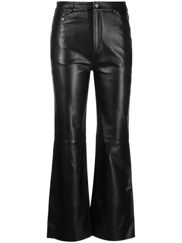 Maje Mid-rise Leather Flared Trousers
