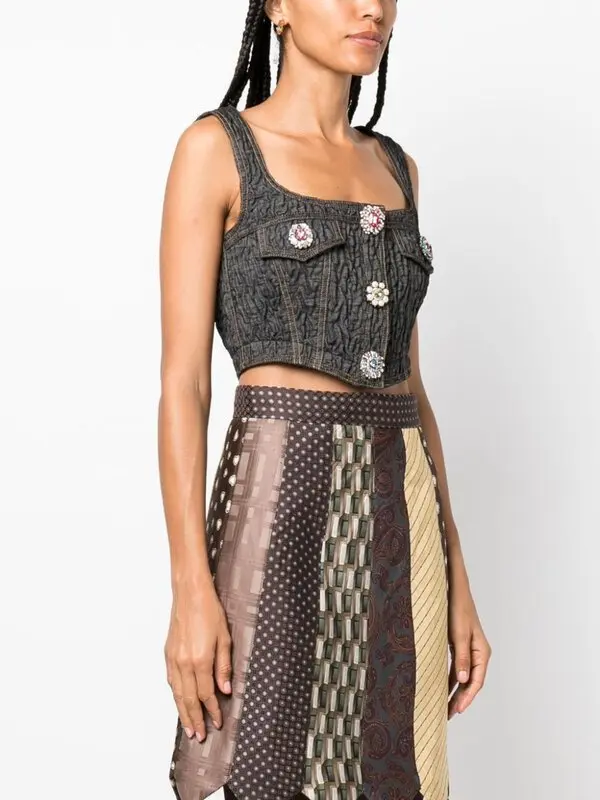 Moschino Embellished Denim Bustier