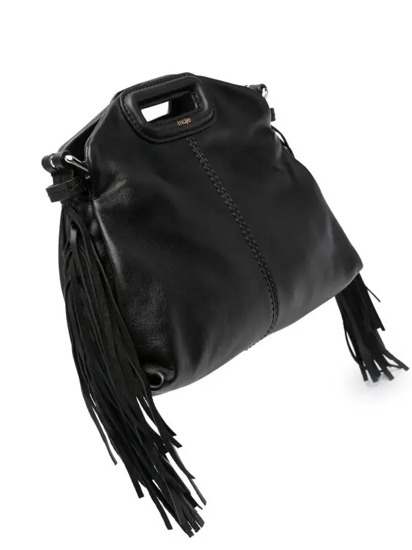 Maje Mini Miss M Leather Shoulder Bag - Black