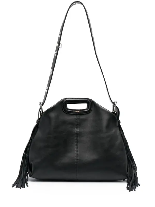 Maje Miss M Leather Shoulder Bag - Black
