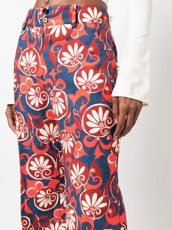 La DoubleJ Hendrix Floral-print Cotton Trousers
