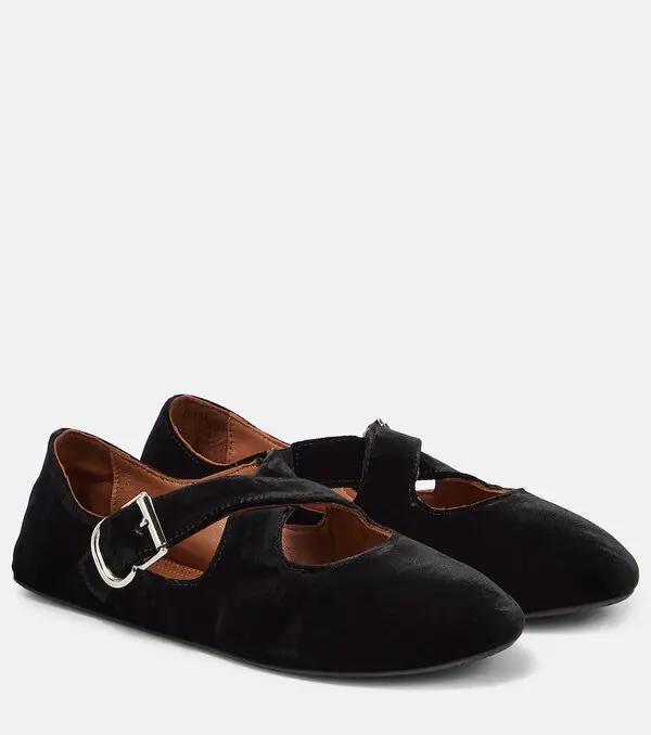 Alaïa Criss Cross Velvet Ballet Flat