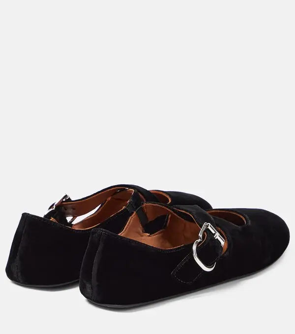 Alaïa Criss Cross Velvet Ballet Flat