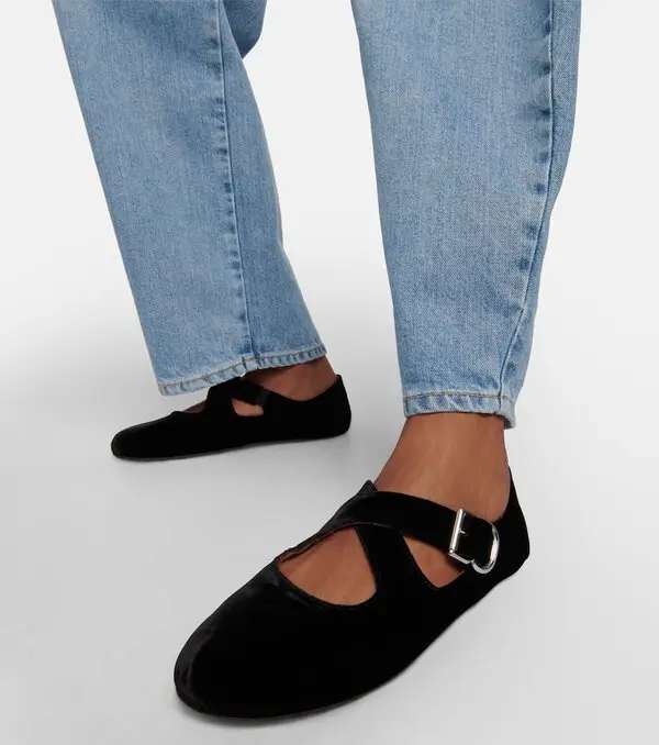 Alaïa Criss Cross Velvet Ballet Flat