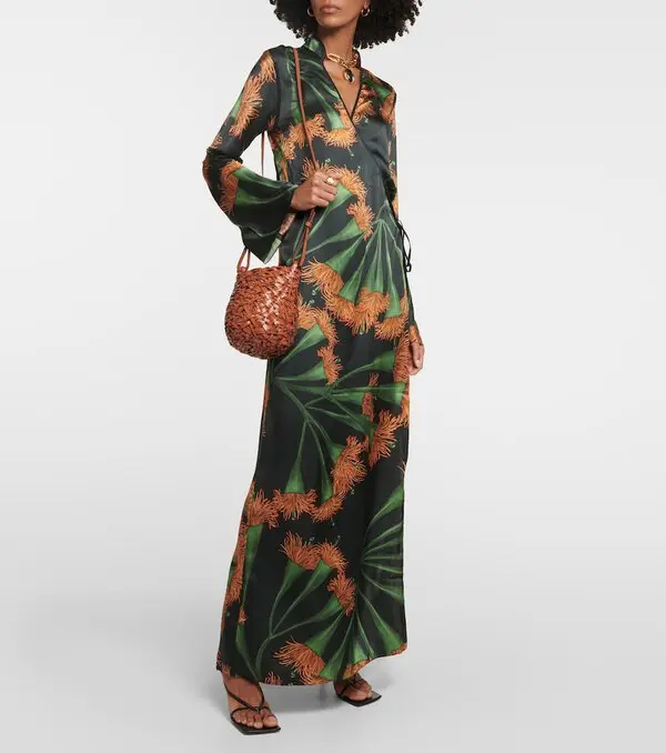 Johanna Ortiz Printed Silk-blend Wrap Dress