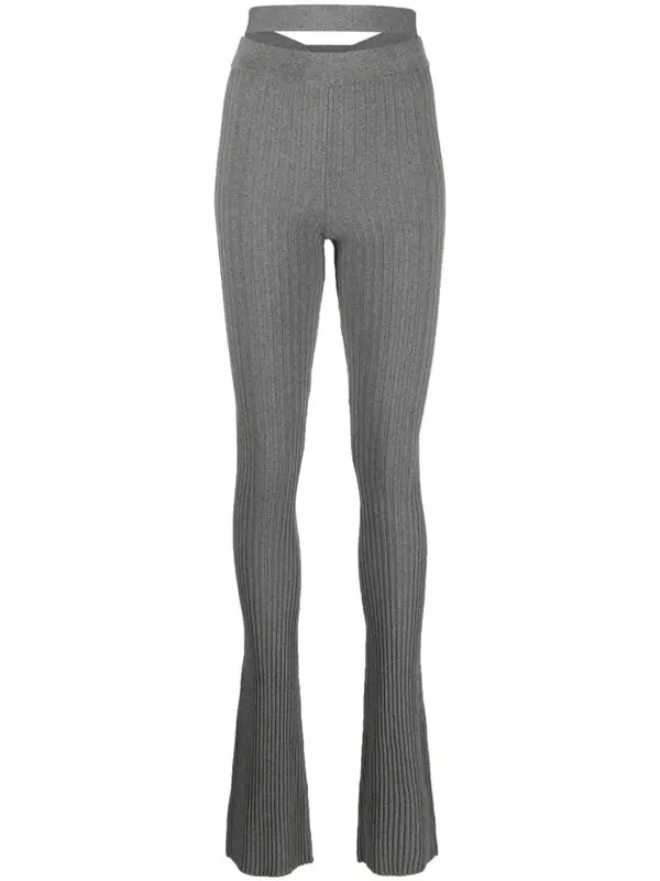 ANDREĀDAMO Ribbed-knit Flared Trousers - Grey