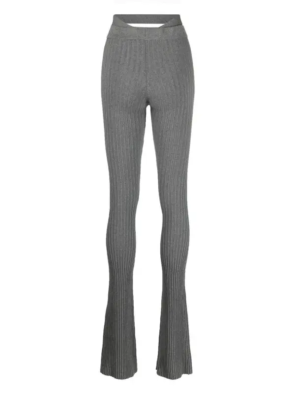 ANDREĀDAMO Ribbed-knit Flared Trousers - Grey