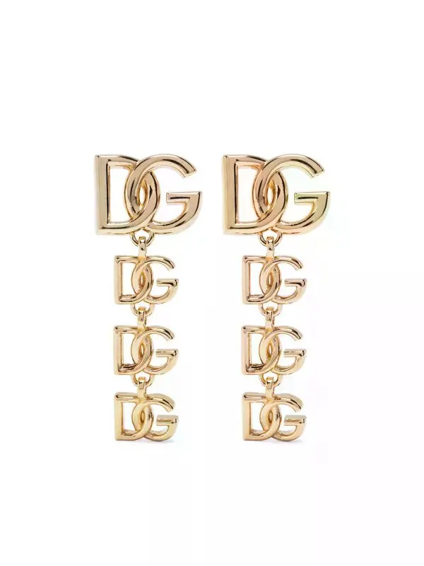 Dolce & Gabbana Logo-lettering Drop Earrings - Gold