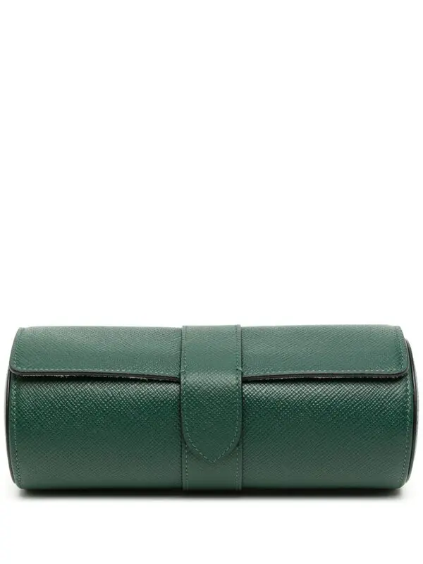 Smythson Panama Leather 3-watch Roll - Green