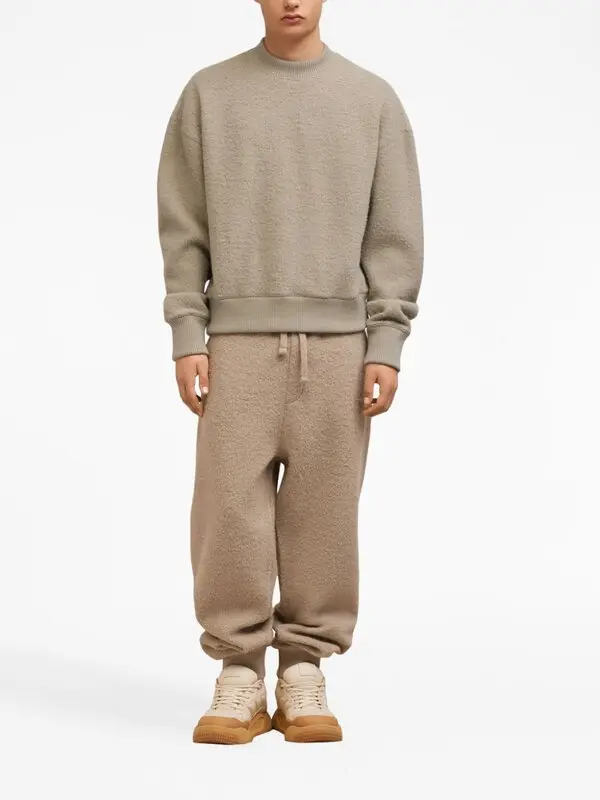 AMI Paris Crew-neck Fleece Sweatshirt - Neutrals