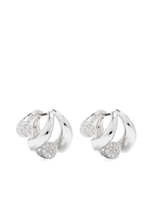 TABAYER 18kt White Gold Oera Diamond Hoop Earrings - Silver