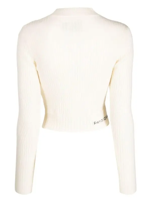 FENG CHEN WANG Asymmetric Ribbed-knit Jumper - White