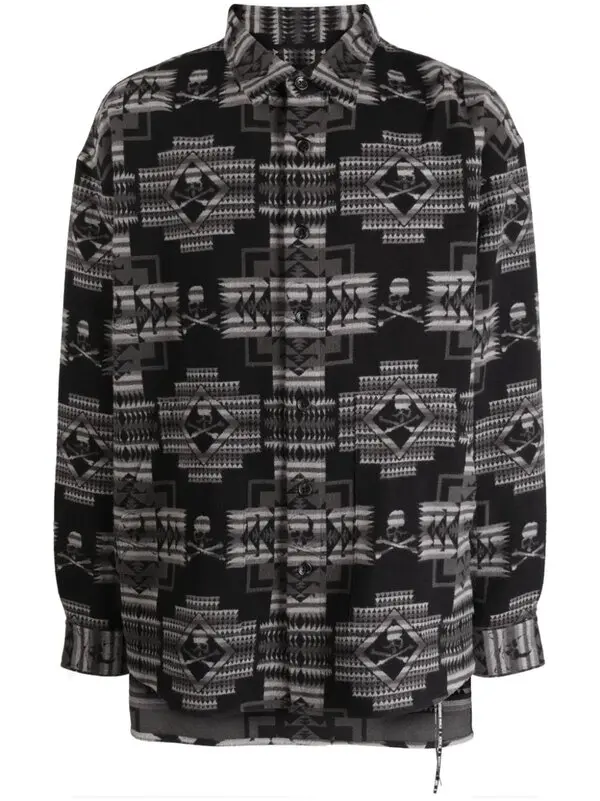 MASTERMIND WORLD Chimayo Jacquard Cotton Shirt - Black