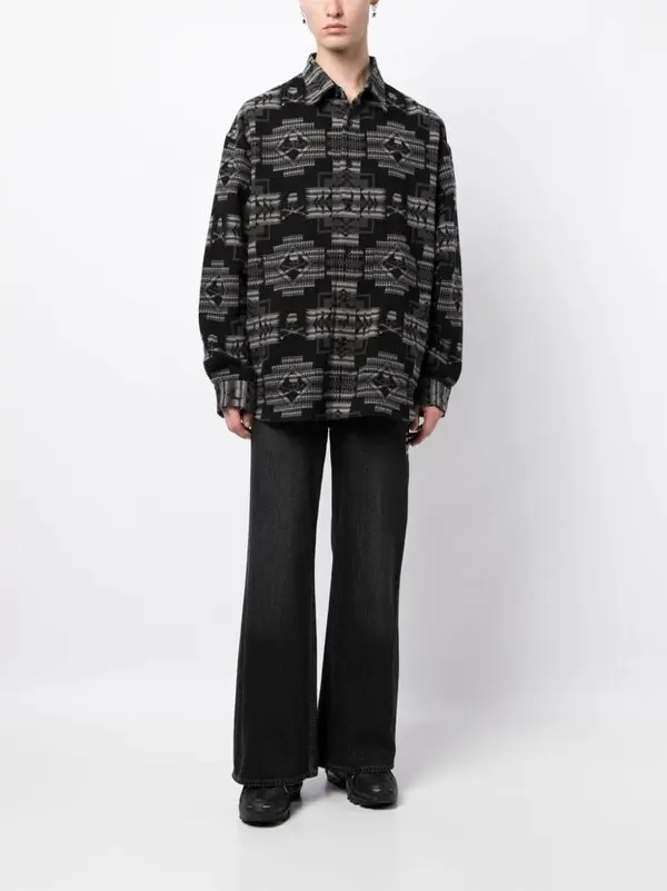 MASTERMIND WORLD Chimayo Jacquard Cotton Shirt - Black
