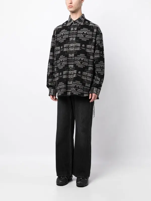MASTERMIND WORLD Chimayo Jacquard Cotton Shirt - Black