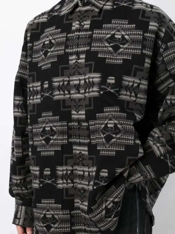 MASTERMIND WORLD Chimayo Jacquard Cotton Shirt - Black
